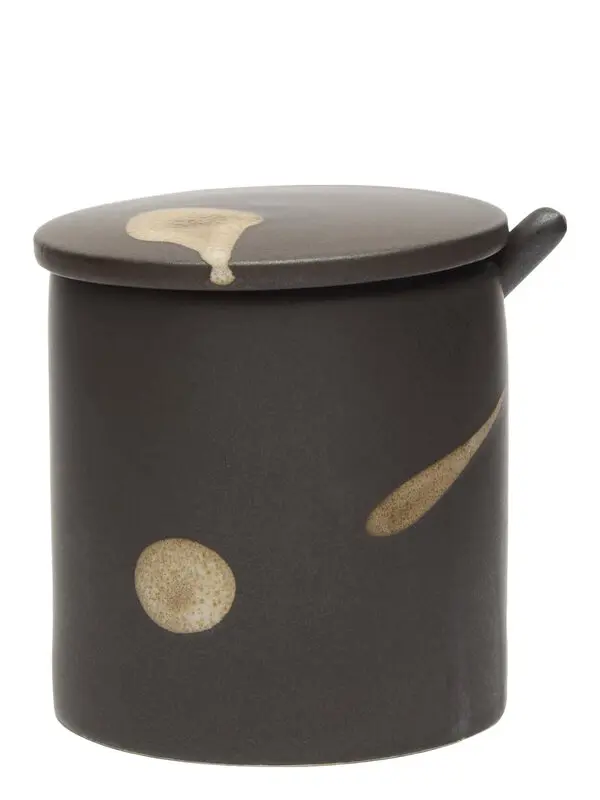 FERM LIVING Koyo Jar With Spoon - Dark Brown/buff