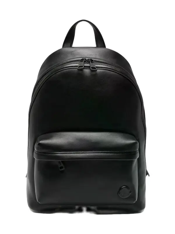 Moncler Logo-patch Leather Backpack - Black