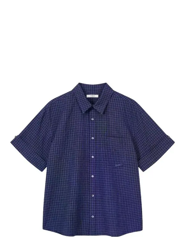 STUDIO TOMBOY Checkered Short-sleeve Shirt - Blue