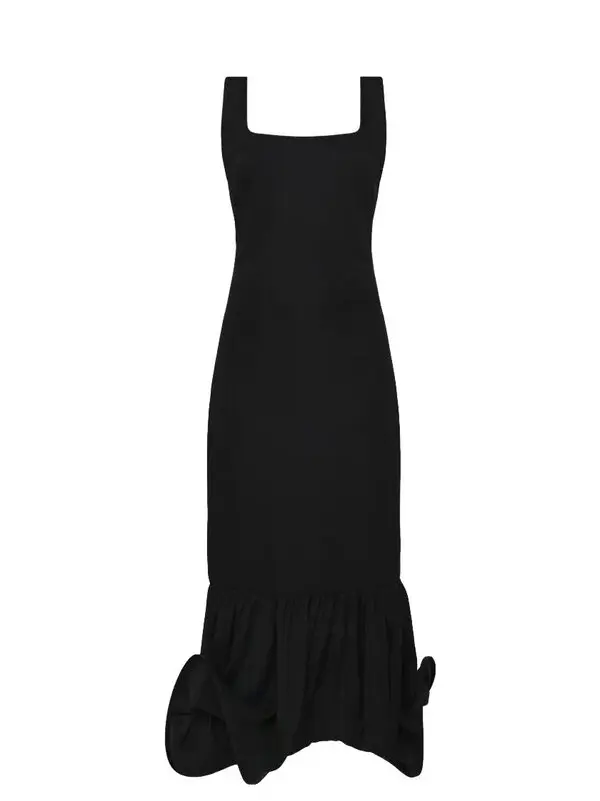 TATUNA Ruffled Draped Midi Dress - Black