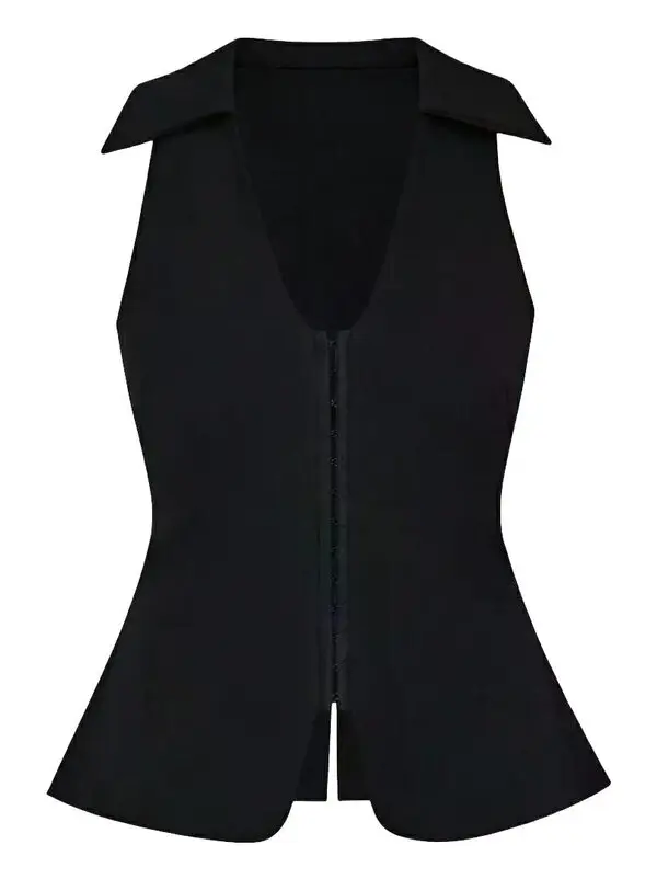 TATUNA Hook-fastening Peplum Top - Black