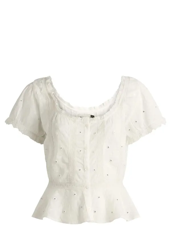 Rixo Sandi Top - Mirror Embellishment Ivory