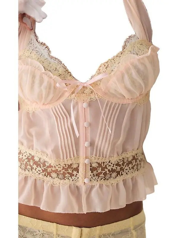 For Love & Lemons Gilded Lace Bustier - Natural