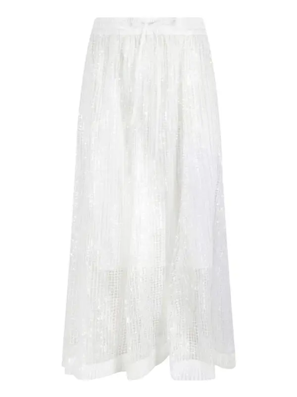 MEIMEIJ Sequin-embellished Mesh Midi Skirt - White