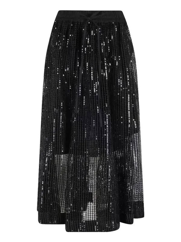 MEIMEIJ Sequin-embellished Mesh Midi Skirt - Black