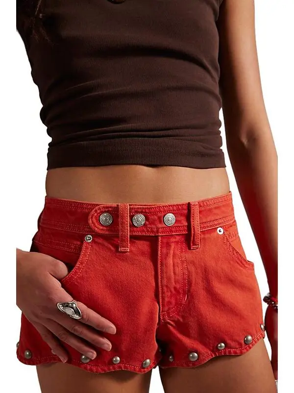 Free People We The Free Late Night Studded Denim Shorts - High Risk