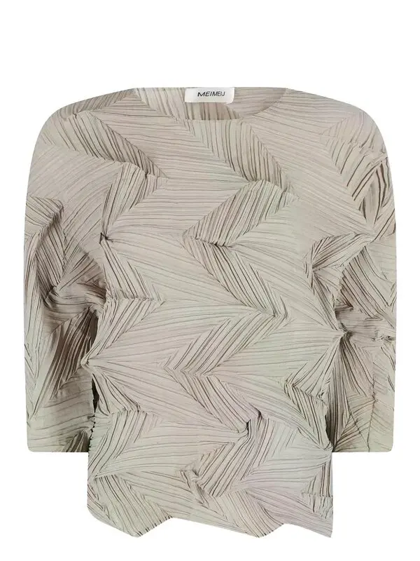 MEIMEIJ Plissé Chevron-pattern Blouse - Neutrals