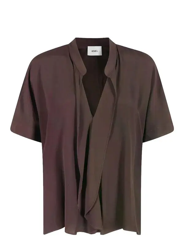 MEIMEIJ Draped V-neck Blouse - Brown