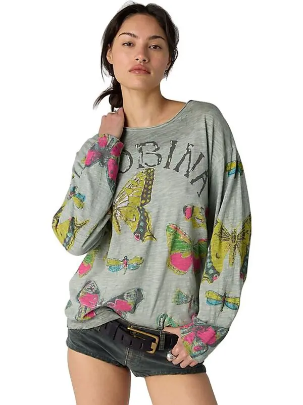 MAGNOLIA PEARL Butterfly Ensemble Viggo Long-sleeve Tee - Grey