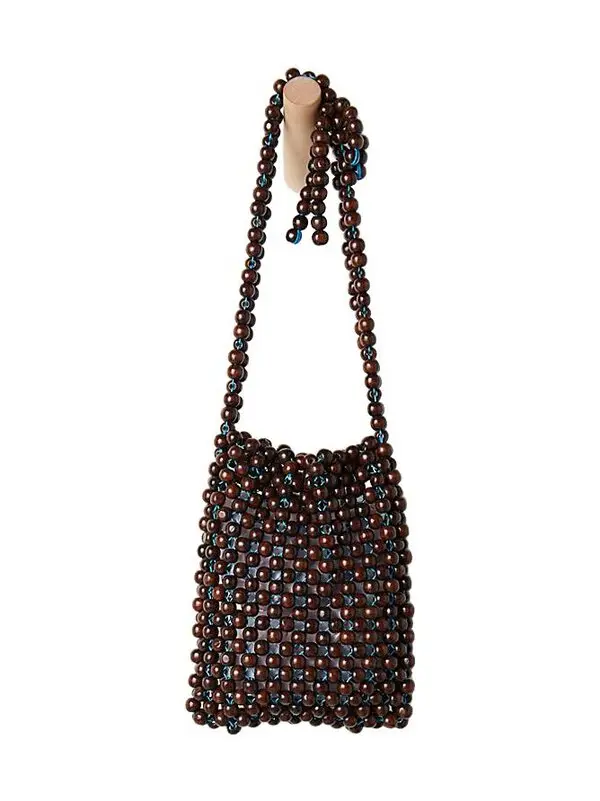 Free People Wood Bead Shoulder Bag - Espresso