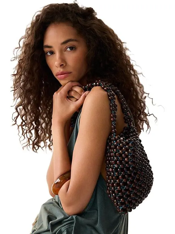 LEVENS BAGS Reynaldo Wood Bead Shoulder Bag - Espresso