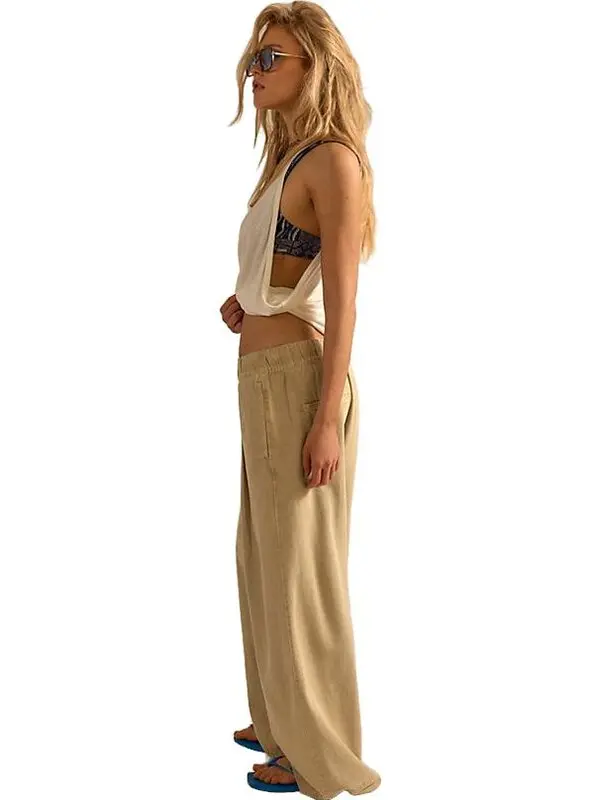Free People Tidal Moon Low-rise Pull-on Pants - Morning Oat