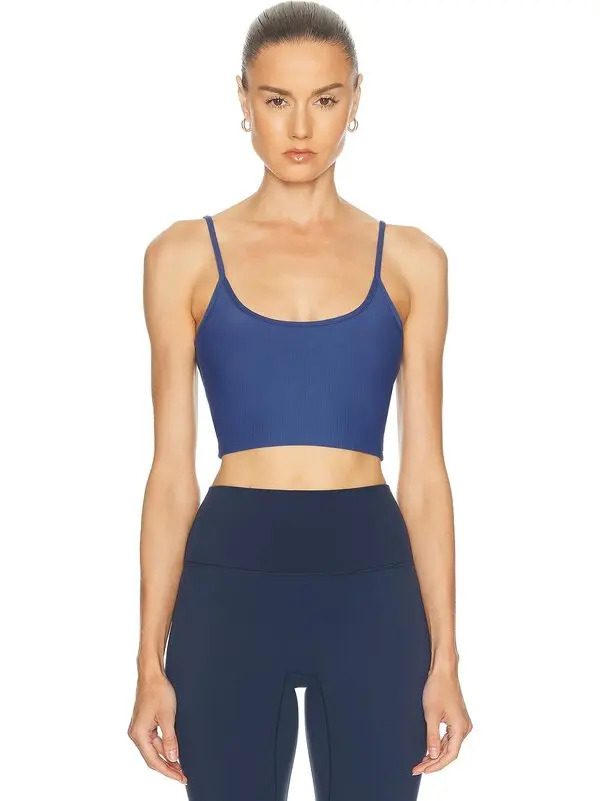LDMA Christy Strappy Rib Long Bra Top In Blue - Gray Blue