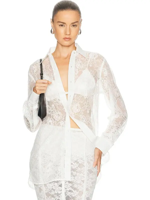 FLEUR DU MAL Juliet Lace Button Up Shirt - Ivory