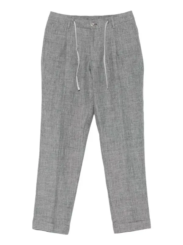 BARBA NAPOLI Drawstring-waistband Pleated Trousers - Grey
