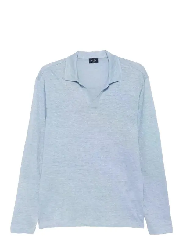 BARBA NAPOLI Long-sleeve Polo-collar T-shirt - Blue