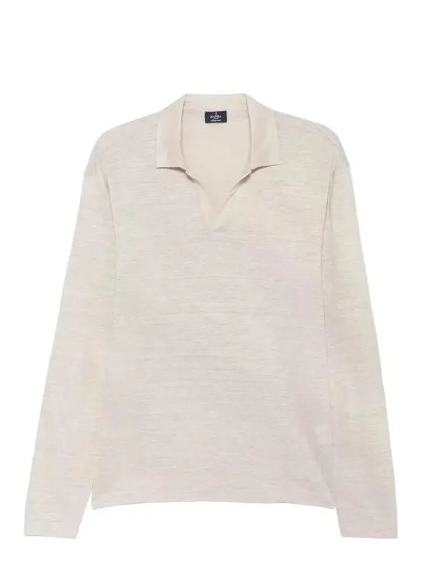 BARBA NAPOLI Long-sleeve Polo-collar T-shirt - Neutrals