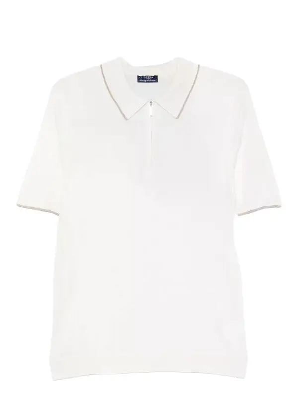 BARBA NAPOLI Ribbed Contrast-trim Polo Shirt - Neutrals