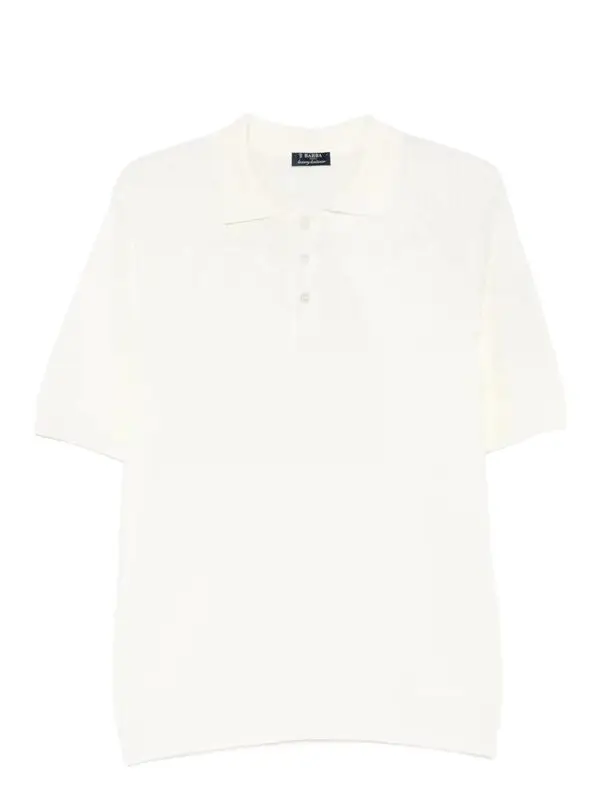 BARBA NAPOLI Ribbed-knit Polo Shirt - White
