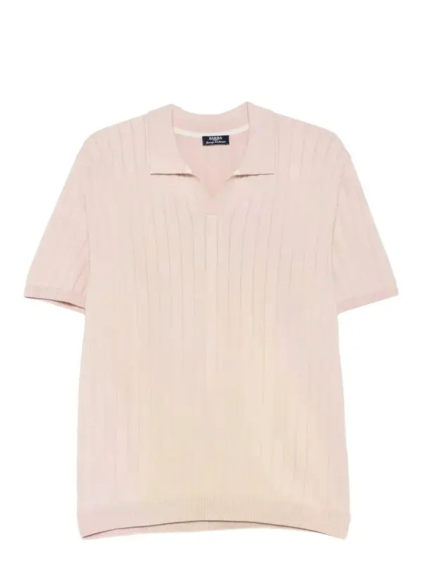 BARBA NAPOLI Ribbed-knit V-neck T-shirt - Pink
