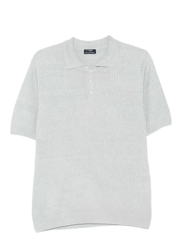 BARBA NAPOLI Ribbed-knit Polo Shirt - Blue