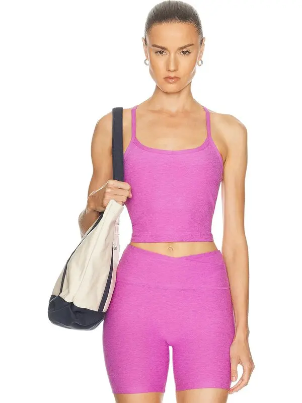Beyond Yoga Spacedye Slim Racerback Cropped Tank Top - Fun Fuchsia Heather