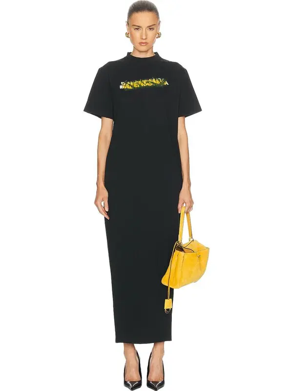 Balenciaga Long T-shirt Dress - Black