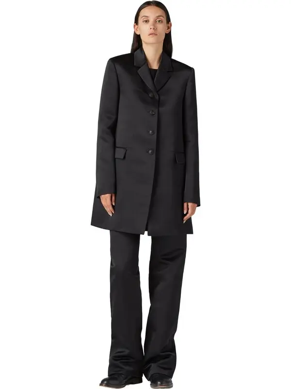 Veronica De Piante A-line Duchess Silk Coat - Black