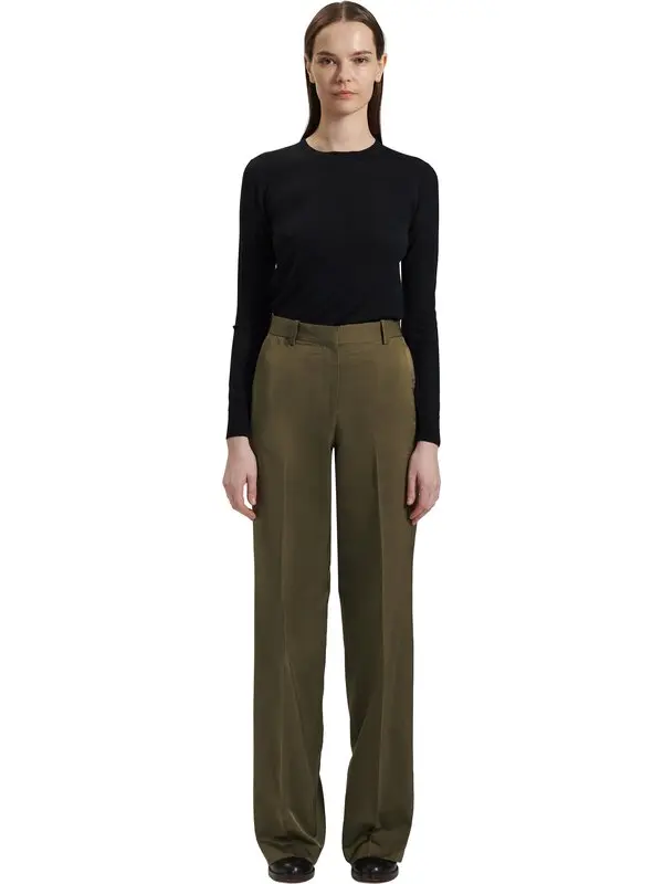 Veronica De Piante Anya Trousers In Peau De Soie - Army