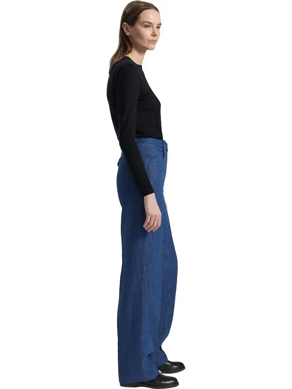 Veronica De Piante Delave Linen Denim Trousers - Indigo