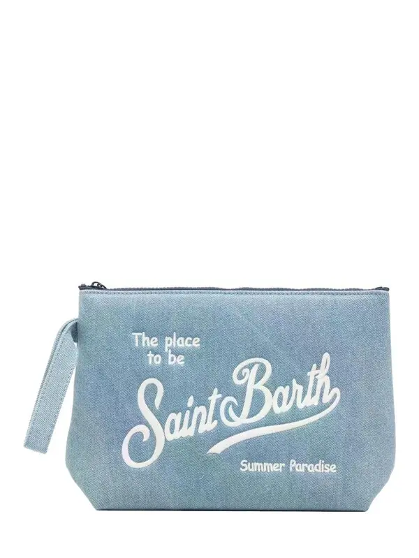 MC2 SAINT BARTH Aline Denim Appliqué Clutch - Blue