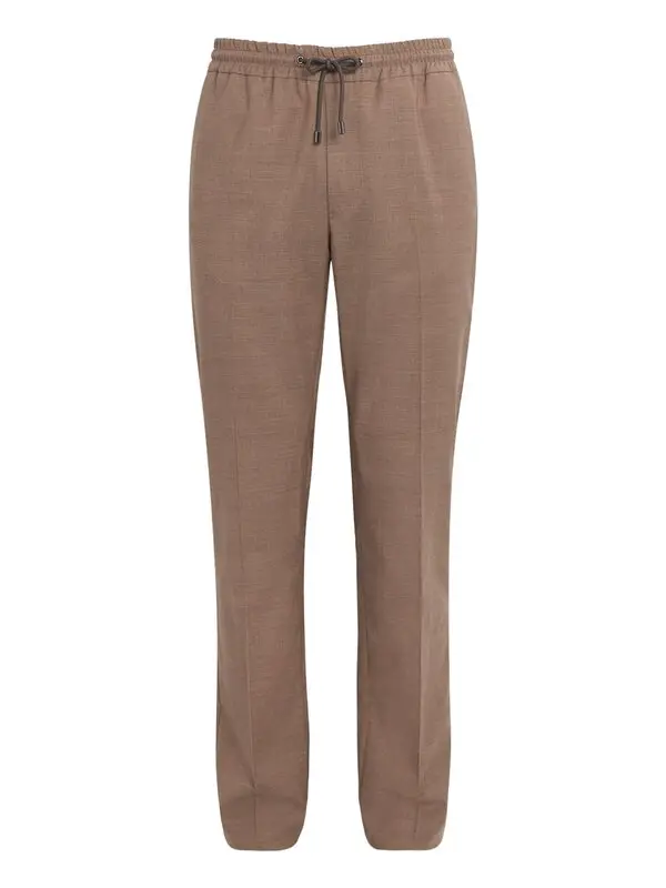 Pal Zileri Stretch Virgin Wool Drawstring Trousers - Brown