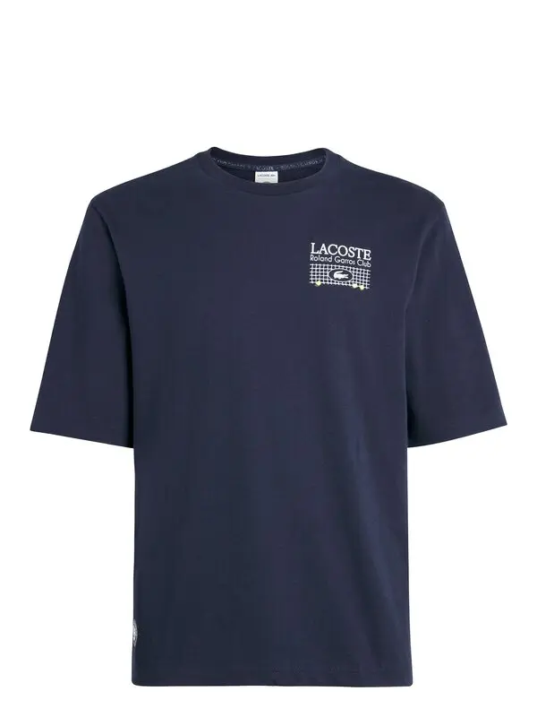 Lacoste X Roland-garros Cotton Logo T-shirt - Navy