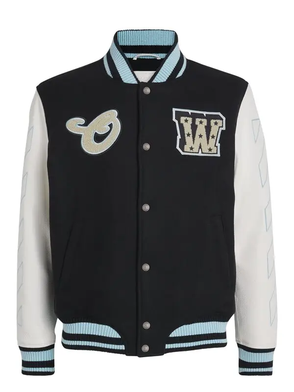 Off-White Wool-leather Varsity Jacket - Black