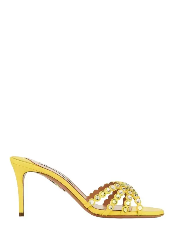 AQUAZZURA Tequila Crystal-embellished Scallop Sandals - Yellow