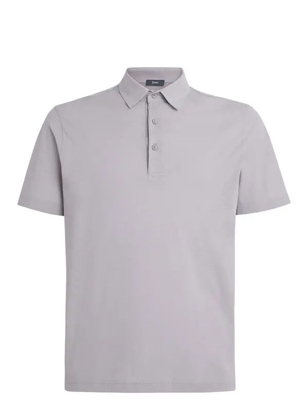 Herno Cotton Jersey Crepe Polo Shirt - Grey