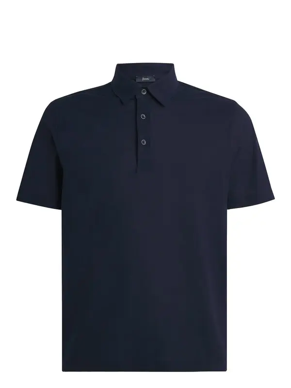 Herno Cotton Jersey Crepe Polo Shirt - Navy