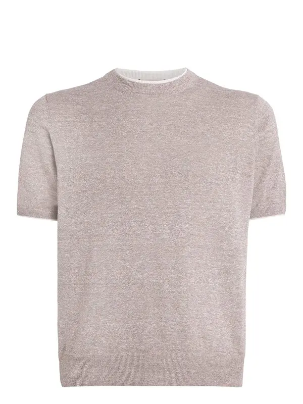 FIORONI CASHMERE Linen-cotton T-shirt - Beige