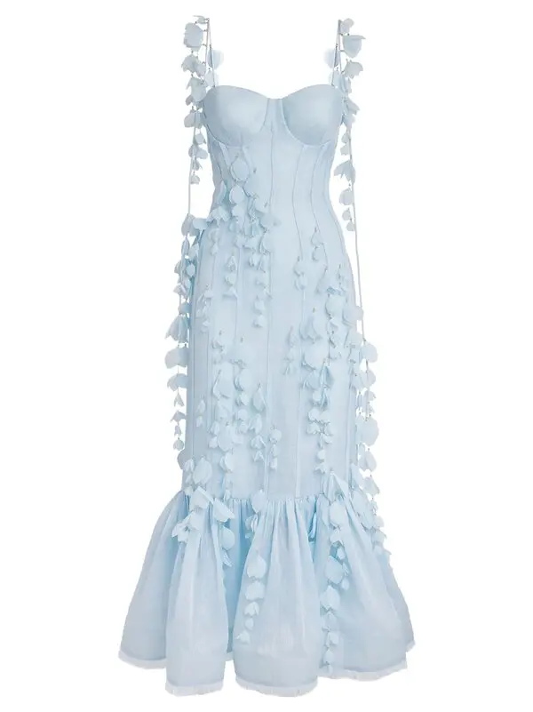 Zimmermann Linen-silk Petal Midi Dress - Blue