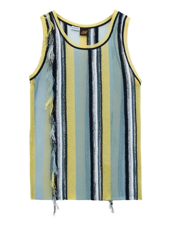 Loewe X Paula's Ibiza Stripe Fringe-detail Tank Top - Blue