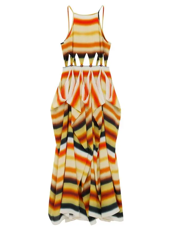 Loewe X Paula’s Ibiza Striped Silk Maxi Dress - Navy
