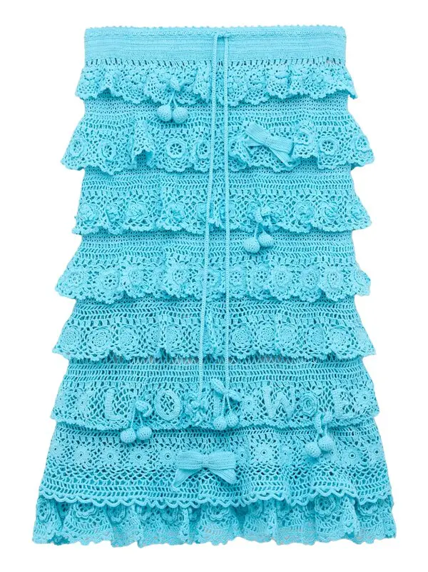 Loewe X Paula's Ibiza Crochet Midi Skirt - Turquoise