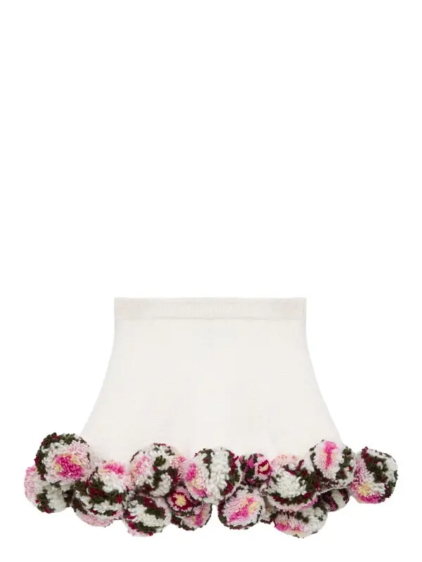 Loewe X Paula's Ibiza Cotton-blend Mini Skirt With Pom-pom Detail - White