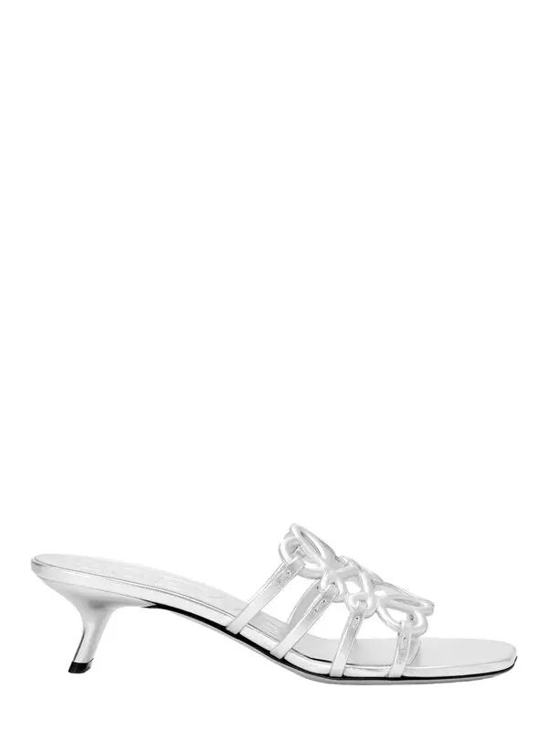 Loewe X Paula's Ibiza Leather Petal Anagram Heeled Mules 45 - Yellow