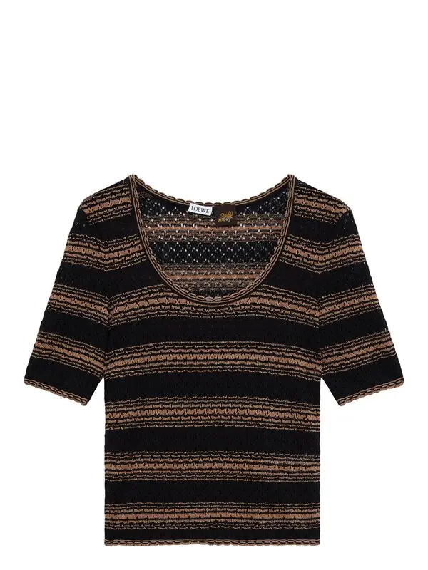 Loewe X Paula's Ibiza Striped Short-sleeve Sweater - Black