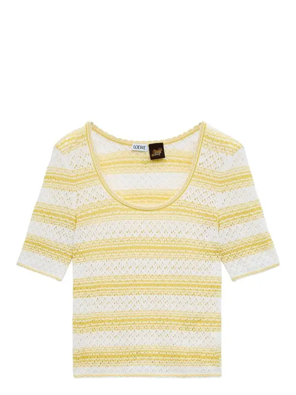 Loewe X Paula's Ibiza Stripe Short-sleeve Sweater - White