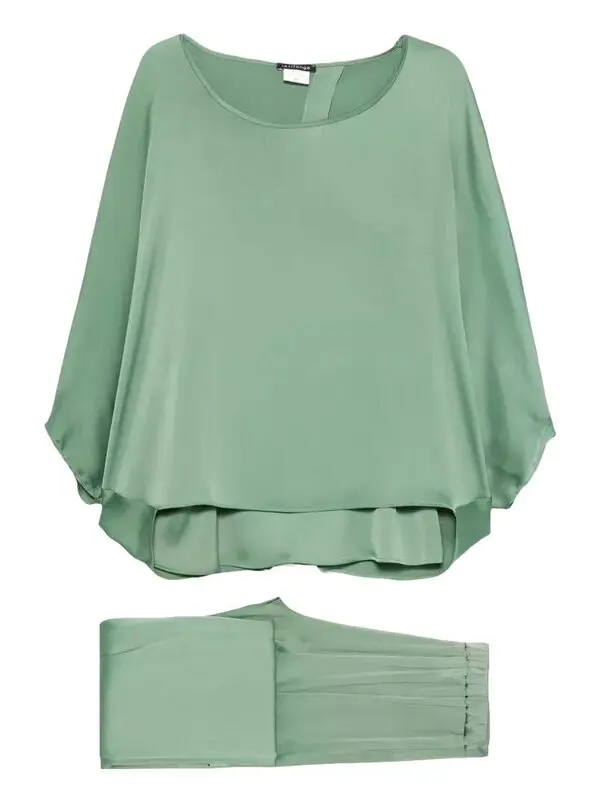 LE RJTANGE Trousers Set With Elasticated Waistband - Green