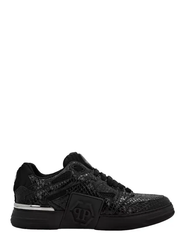 Philipp Plein Phantom Python Leather Sneakers - Black