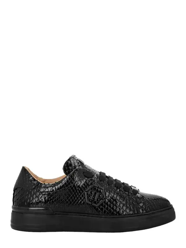Philipp Plein Hexagon Python Leather Sneakers - Black