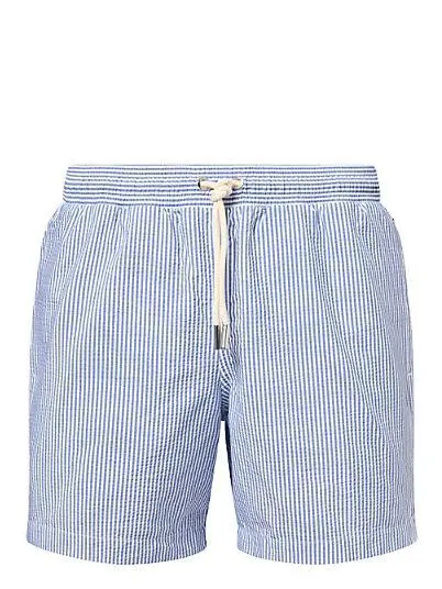 Orlebar Brown Boxer Iii Stripe Seersucker Mid-length Swim Shorts - Nova Blue